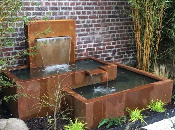 Cascade Fountain Corten Steel Water Feature With Overflow Water Wall